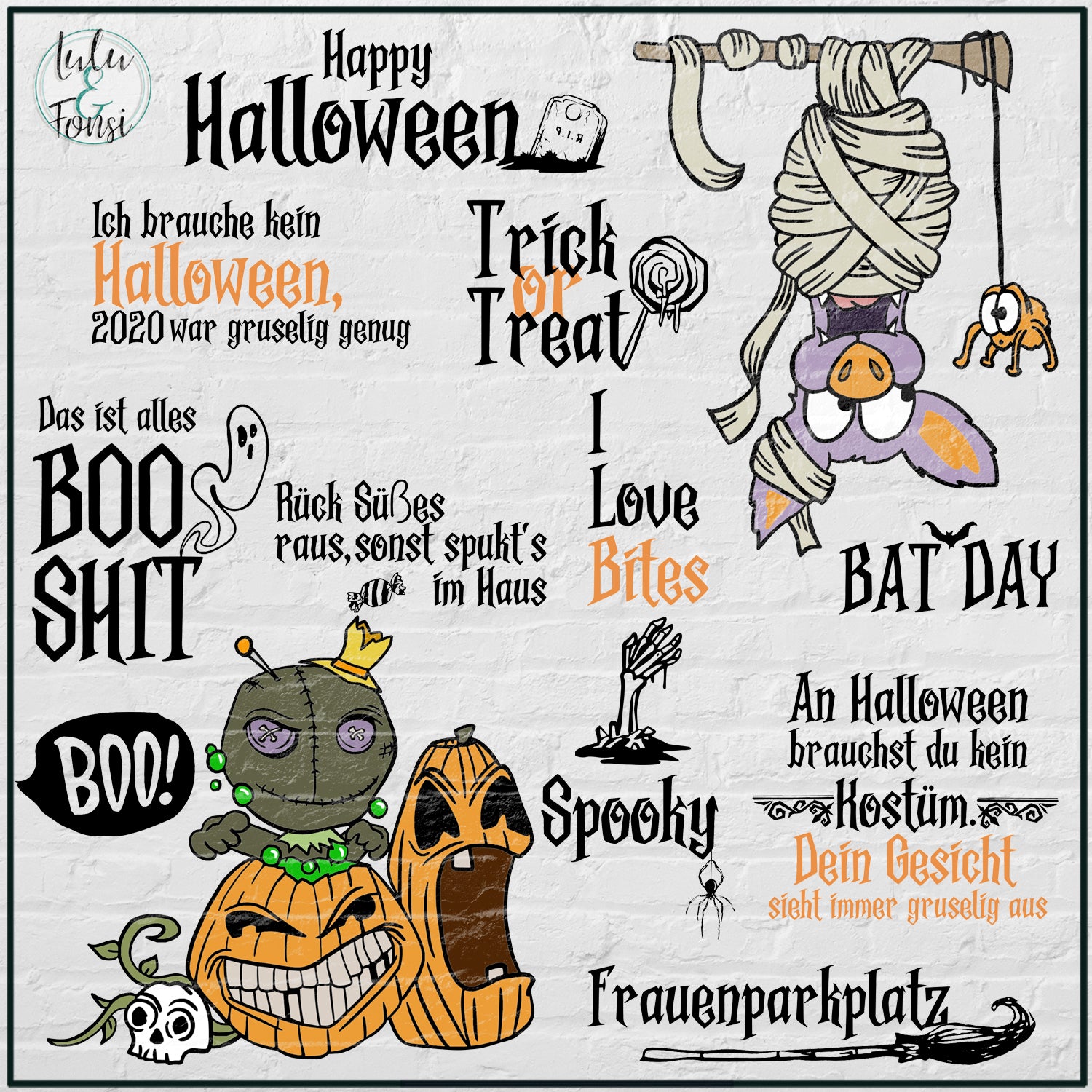 Happy Halloweed Graphics Happy Halloween Karte Design Halloween