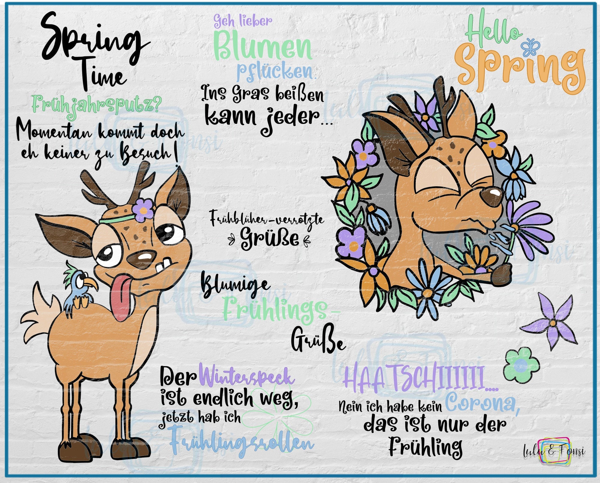 Plotterdatei "Hello Spring" – Lulu und Fonsi